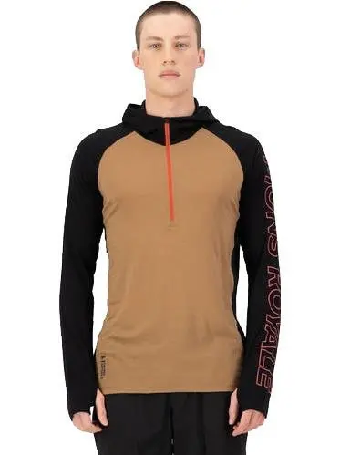 MONS ROYALE Temple Tech Hooded Zip Top - Black/toffee