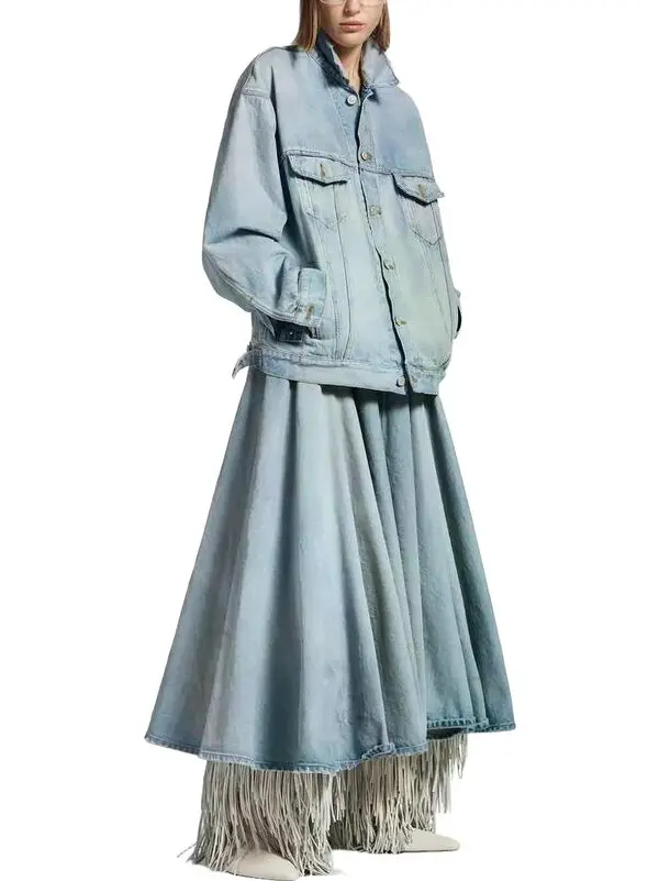 Balenciaga Fringe-detail Maxi Skirt - Blue