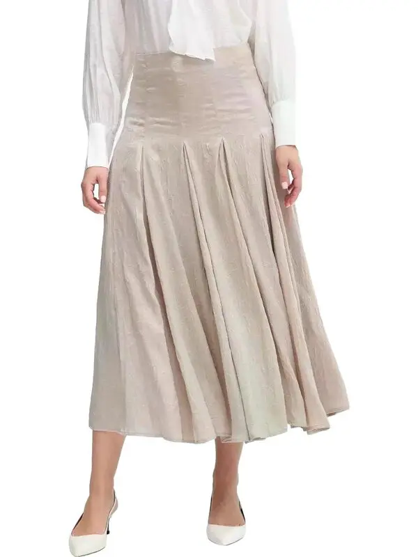 HOSS INTROPIA Textured Pleated Midi Skirt - Neutrals