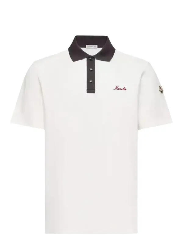 Moncler Contrast-collar Logo Polo Shirt - White