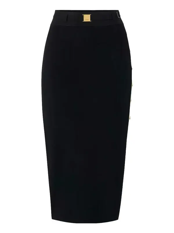 Elisabetta Franchi Knit Midi Skirt With Side Slit - Black