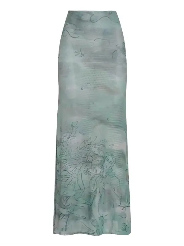 AMIR SLAMA Graphic-print Maxi Skirt - Blue