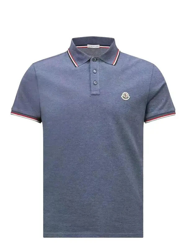 Moncler Logo Striped-trims Polo Shirt - Blue