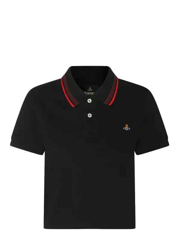 VIVIENNE WESTWOOD Striped Collar Polo Top - Black