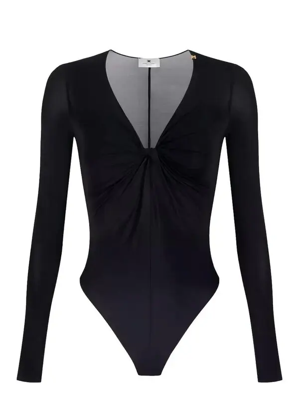Elisabetta Franchi Draped Long-sleeves Bodysuit - Black