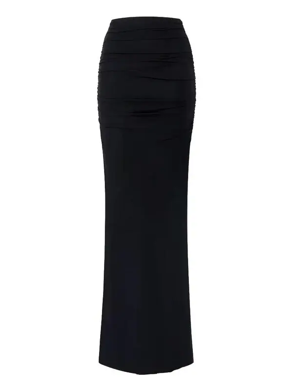 Elisabetta Franchi Draping Jersey Long Skirt - Black