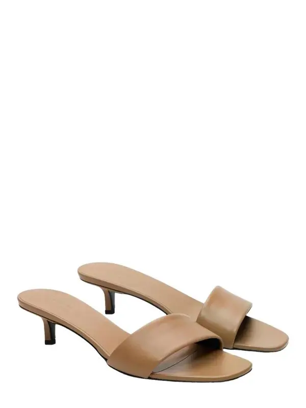 Loulou De Saison Andy Thick Strap Kitten Heel Mules - Neutrals