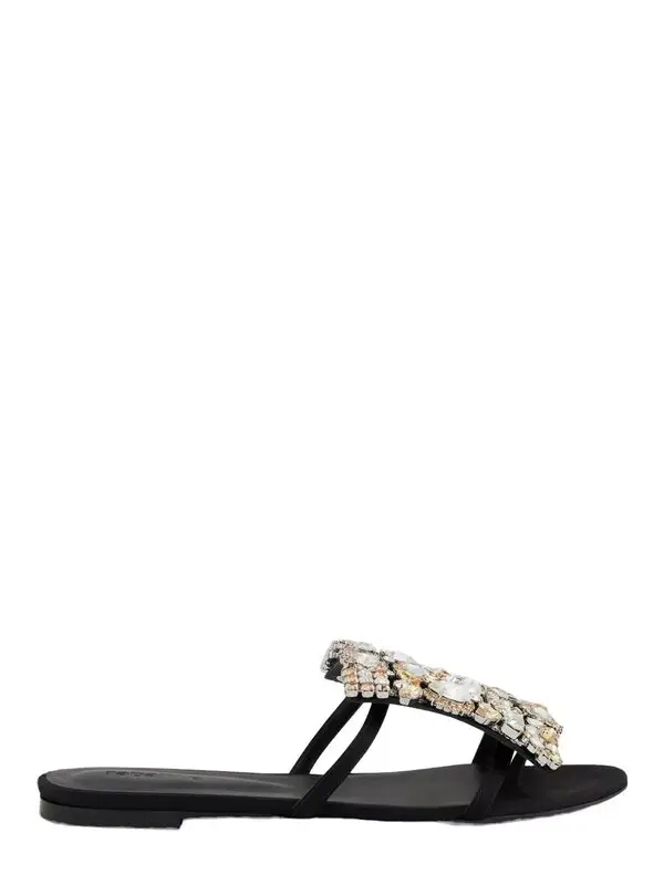 Rabanne Crystal-embellished Flat Sandals - Black