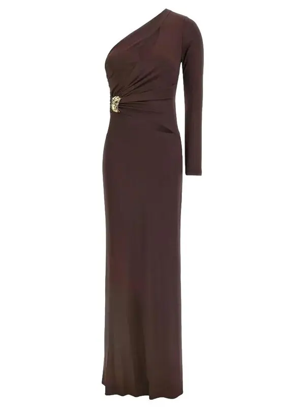 Elisabetta Franchi One-shoulder Long Dress - Brown