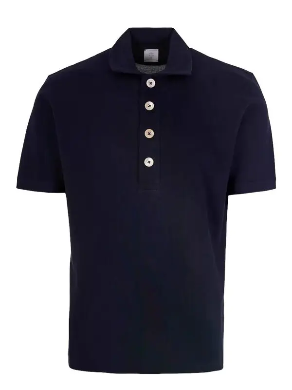 Eleventy Buttoned Short-sleeve Polo Shirt - Blue