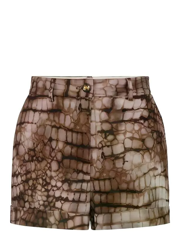 Elisabetta Franchi Alligator-patterned Shorts - Brown