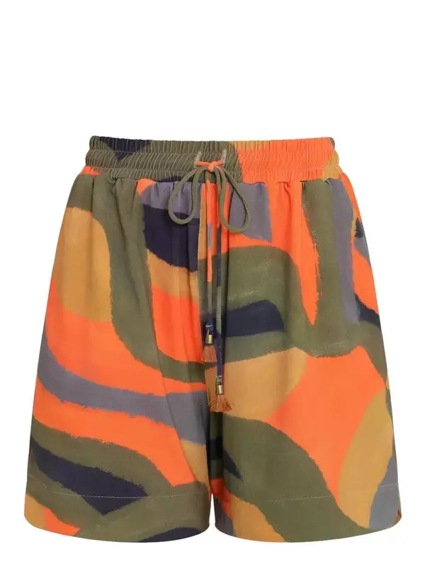 LYGIA & NANNY Drawstring Patterned Shorts - Orange