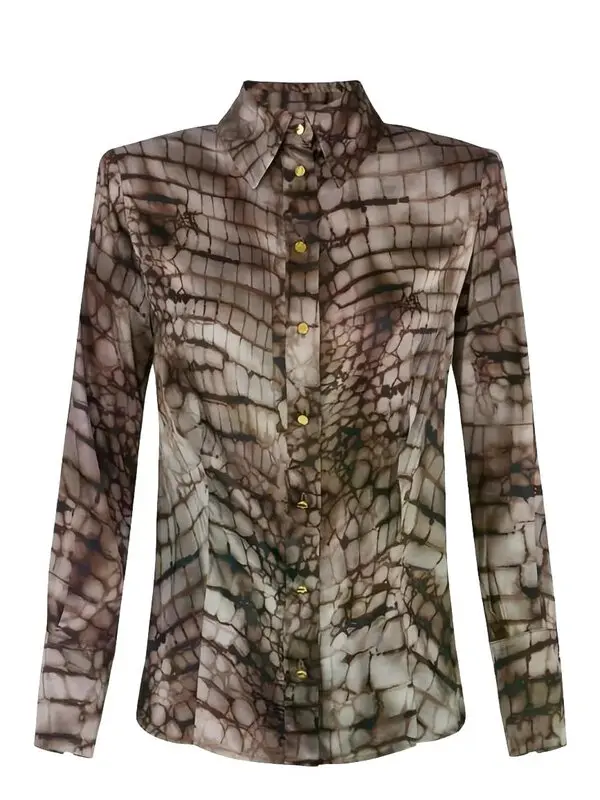 Elisabetta Franchi Alligator-print Shirt - Brown