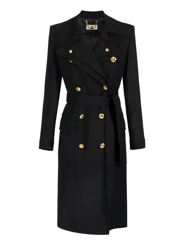 Elisabetta Franchi Double-breasted Trench Coat - Black