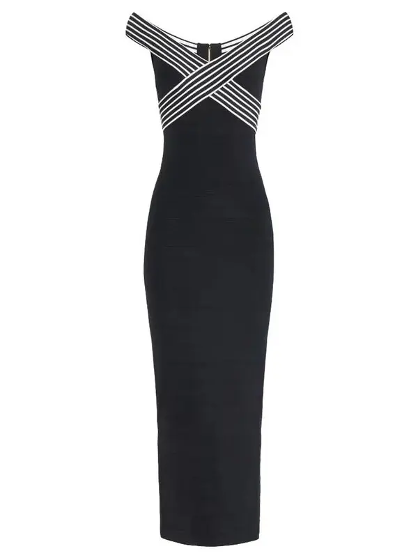 Elisabetta Franchi Striped-straps Maxi Dress - Black