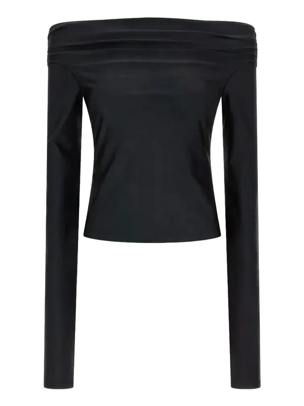 Andamane Off-the-shoulder Long-sleeved Top - Black