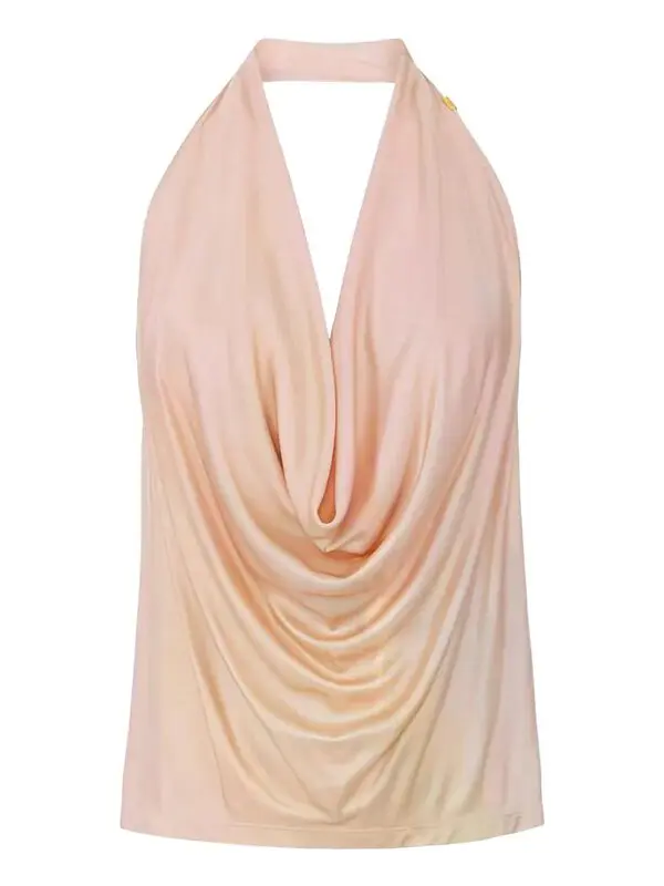 Elisabetta Franchi Halter-neck Drape Top - Neutrals