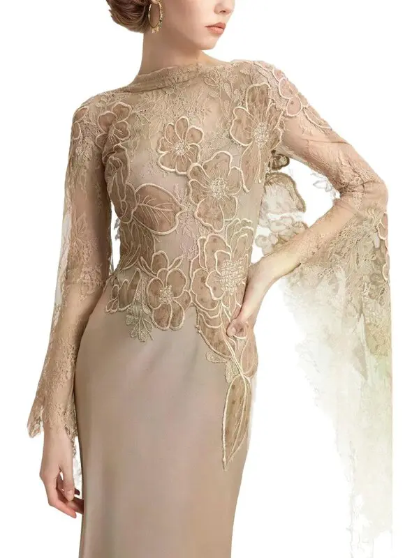 GEMY MAALOUF Embroidered Lace Gown - Neutrals