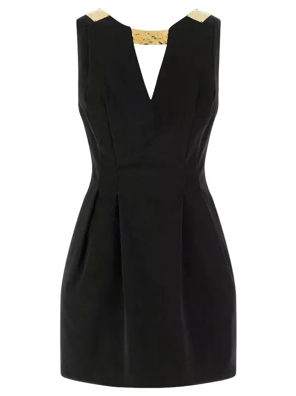 Elisabetta Franchi Plaque V-neck Mini Dress - Black