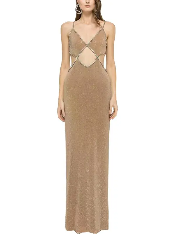 NISSA Crystal-embellished Maxi Dress - Neutrals