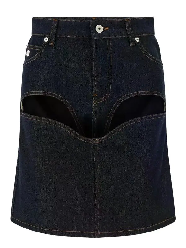 Jean Paul Gaultier Cuts Denim Mini Skirt - Blue