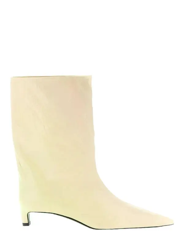 JIL SANDER Craquelé Leather Ankle Boots - Neutrals