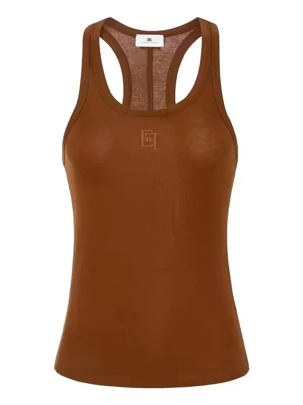 Elisabetta Franchi Embroidered Logo Tank Top - Brown