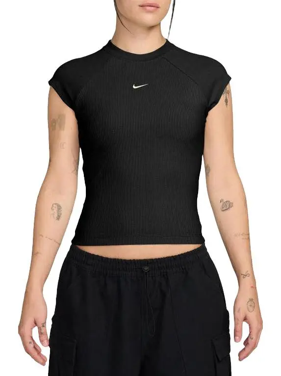 Nike Chill Crop Rib T-shirt - Black/sail