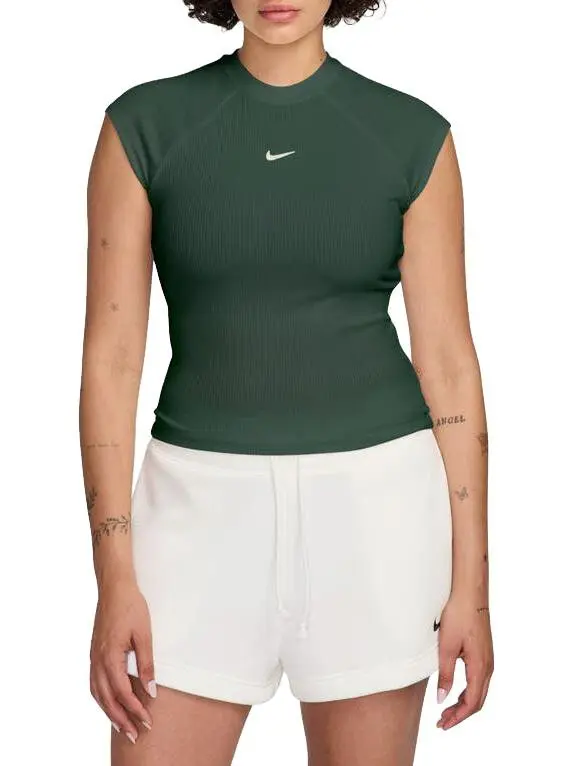 Nike Chill Crop Rib T-shirt - Fir/sail