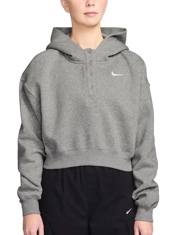 Nike Sportswear Phoenix Fleece Crop Sweatshirt - Dark Grey Heather/base Grey