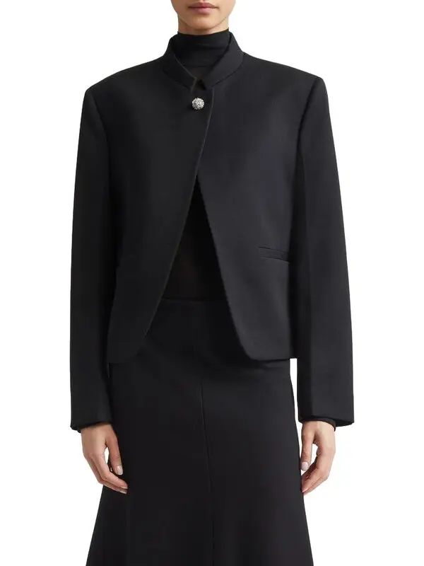 JIL SANDER Jewel Button Crop Jacket - Black