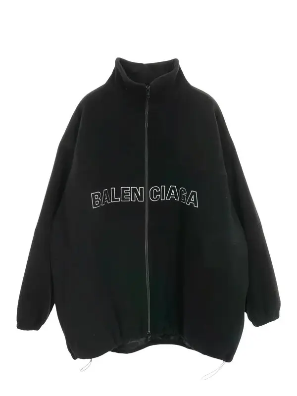 Balenciaga Logo-print Zip-up Wool Jacket - Black