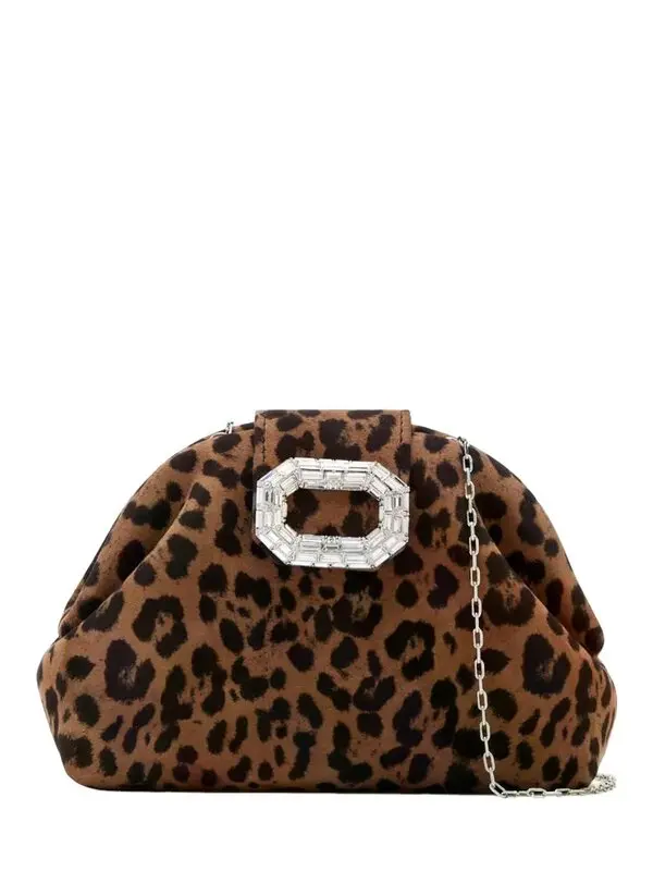 Amina Muaddi Camelia Leopard-print Mini Bag - Brown