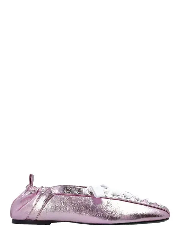 GANNI Lace-up Ballerinas - Pink