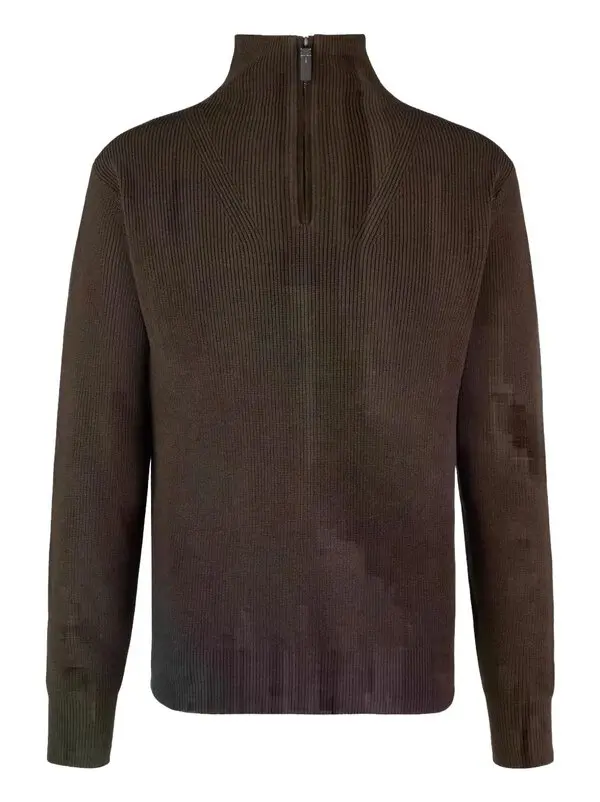 TOD'S Half-zip Ribbed Sweater - Brown