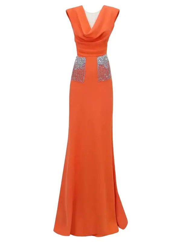 GEMY MAALOUF Cowl-neckline Gown - Orange