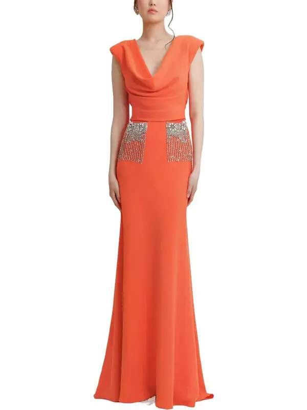 GEMY MAALOUF Cowl-neckline Gown - Orange