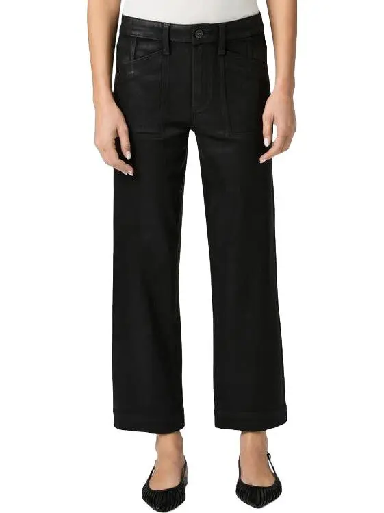 Paige Quincy Coated Mid-rise Ankle Straight-leg Pants - Black Fog Luxe Coating