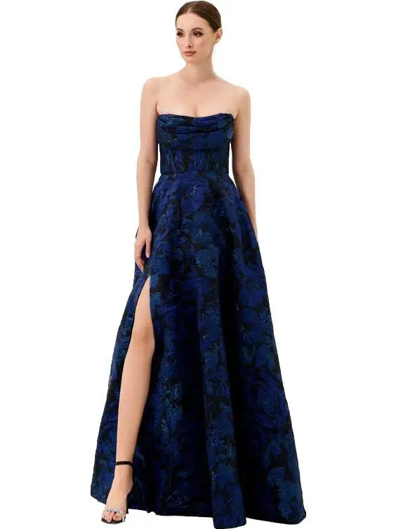 BARIANO Zafiya Strapless Ball Gown - Navy