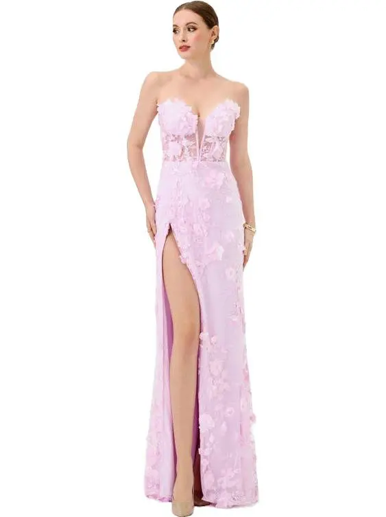 BARIANO Teri 3d Floral Gown - Pink