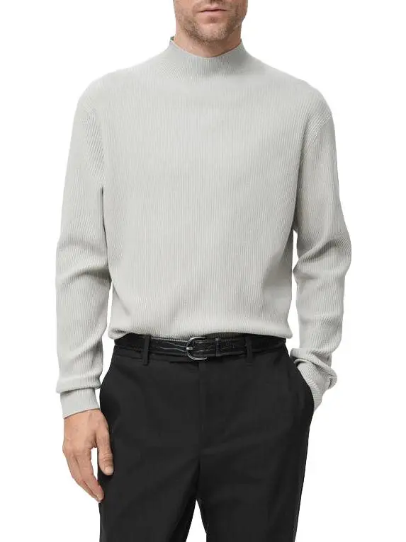 Mango Ribbed Turtleneck Sweater - Ice Grey