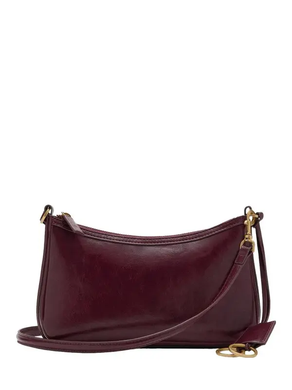 Mango Faux Leather Crossbody Bag - Burgundy