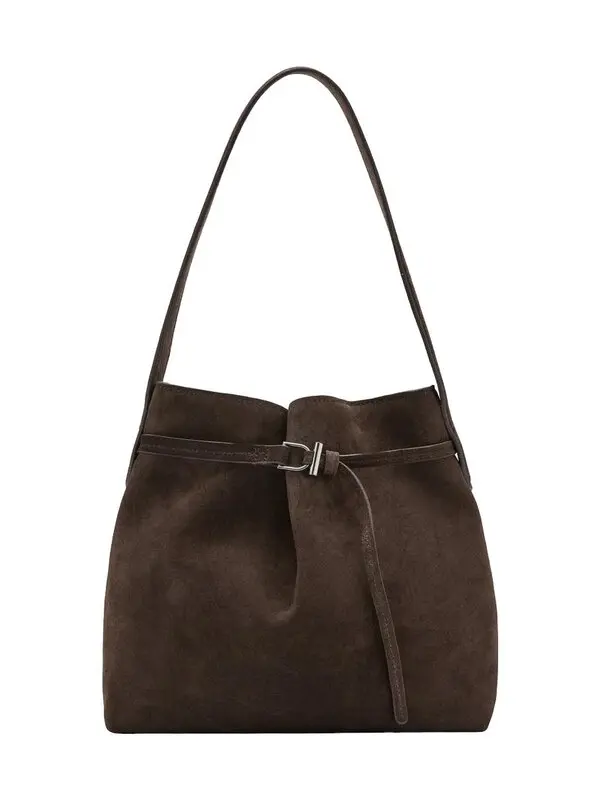 Mango Suede Bucket Bag - Chocolate