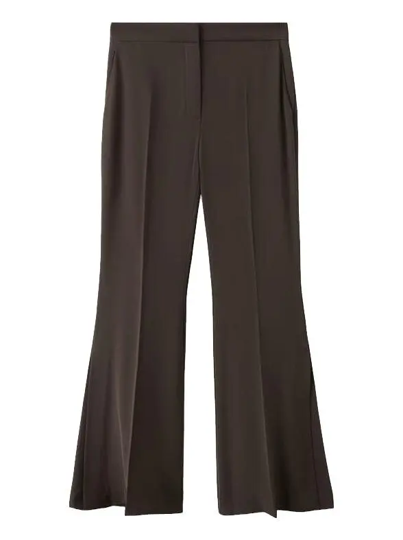 Mango Flowy Slit Flare Trousers - Brown