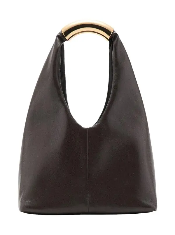 Mango Faux Leather Top Handle Bag - Chocolate