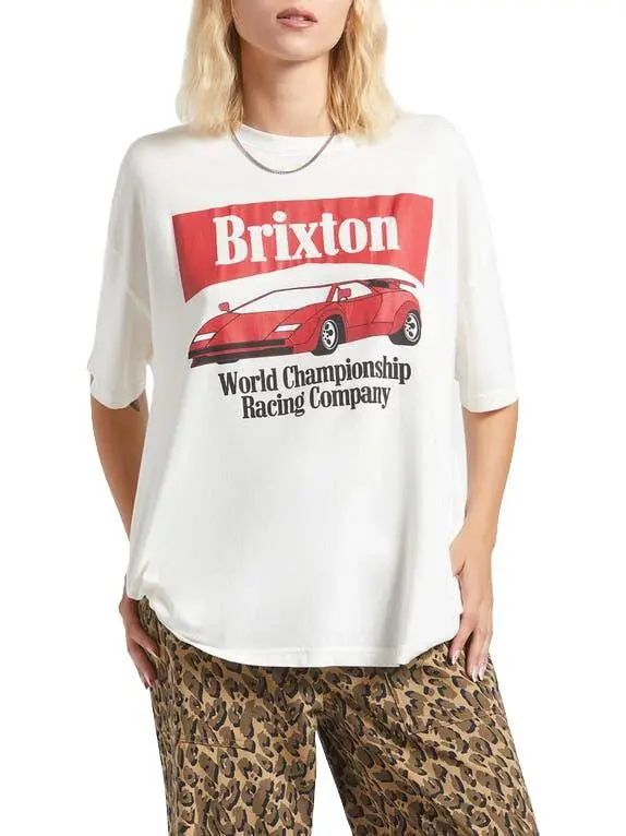 Brixton World Champion Oversized Cotton Graphic T-shirt - Off White
