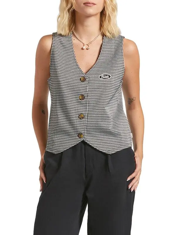 Brixton Houndstooth Leisure Vest - Winter White/black