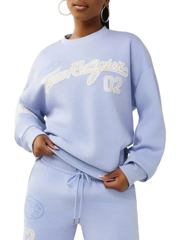 True Religion Boyfriend Graphic Sweatshirt - Brunnera Blue
