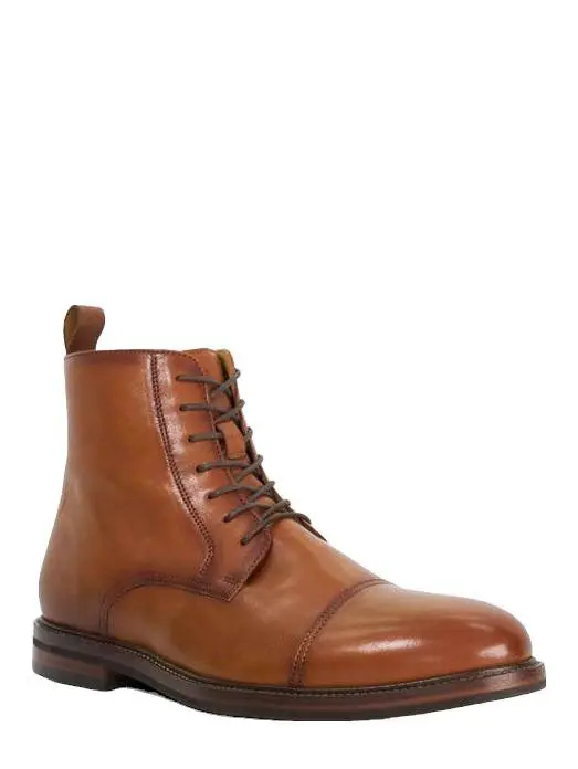 Dune London Matias Lace-up Cap Toe Boots - Tan