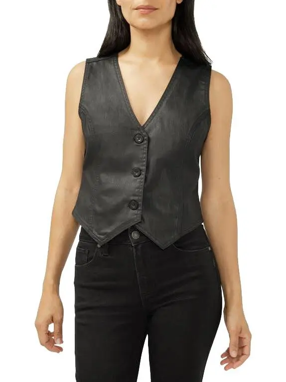 SILVER JEANS CO. Classic Coated Denim Vest - Black